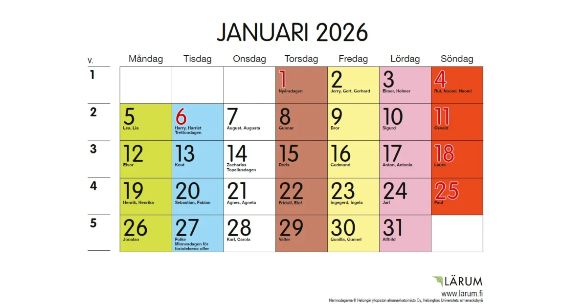 Kalender 2026, A3-format » Lärum
